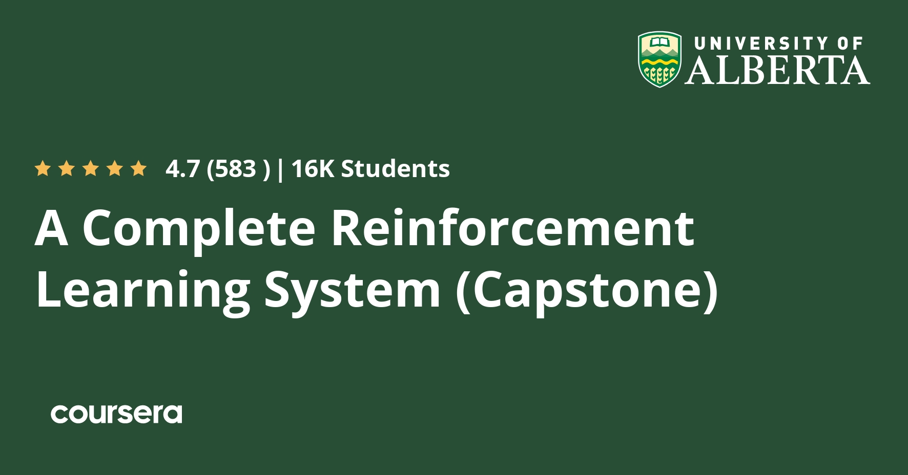 A Complete Reinforcement Learning System (Capstone) - Coursya