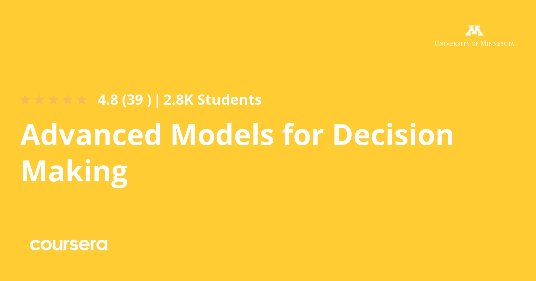 Advanced Models for Decision Making - Coursya