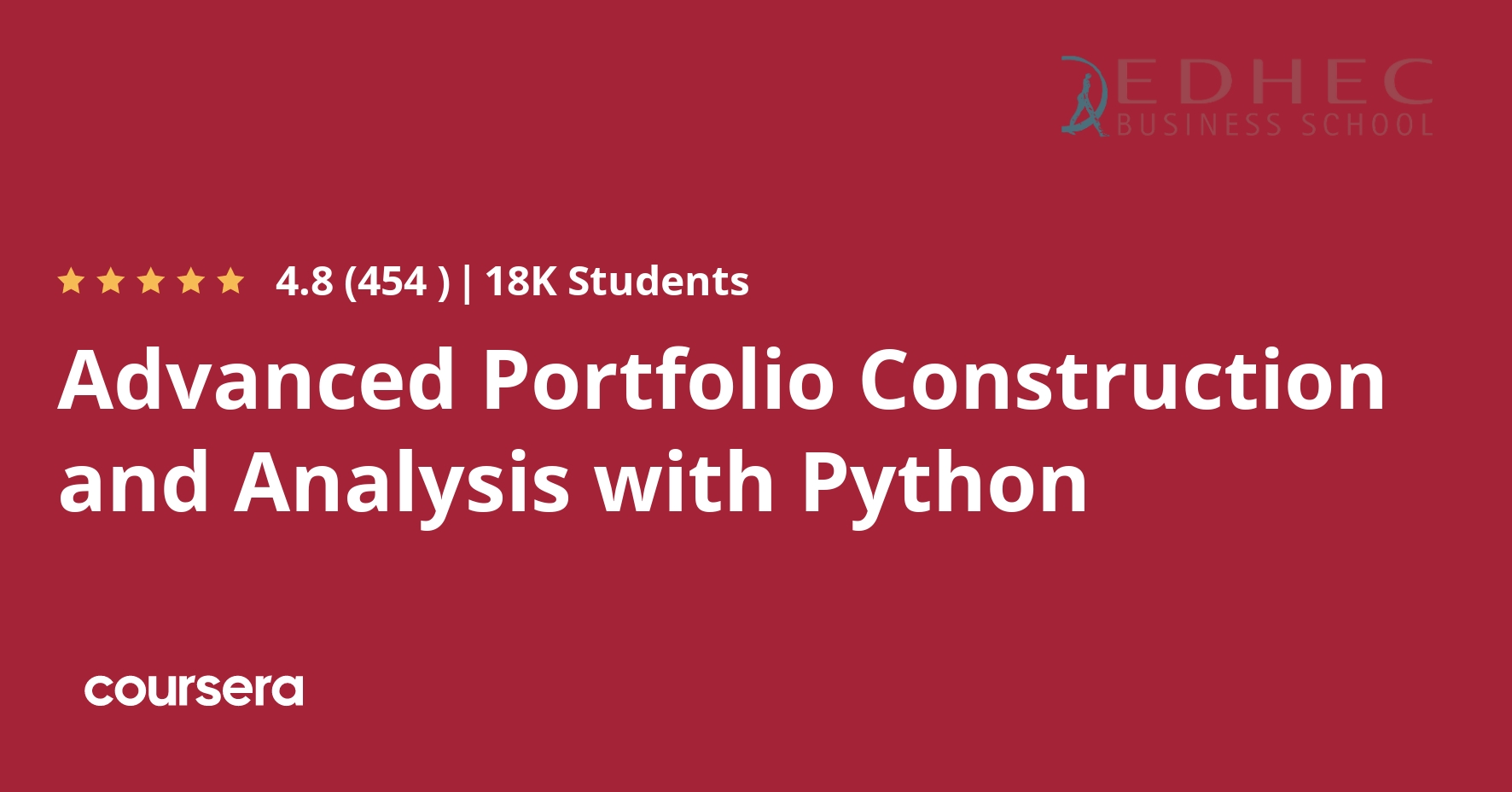Advanced Portfolio Construction and Analysis with Python - Coursya
