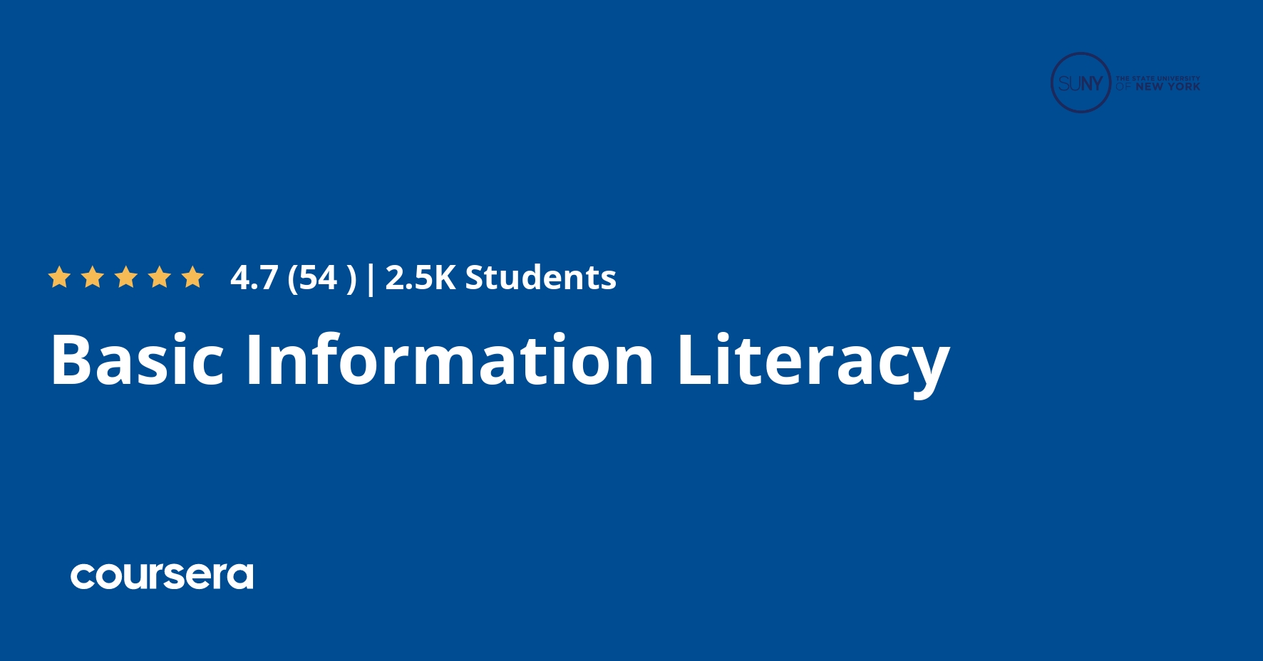 Basic Information Literacy - Coursya