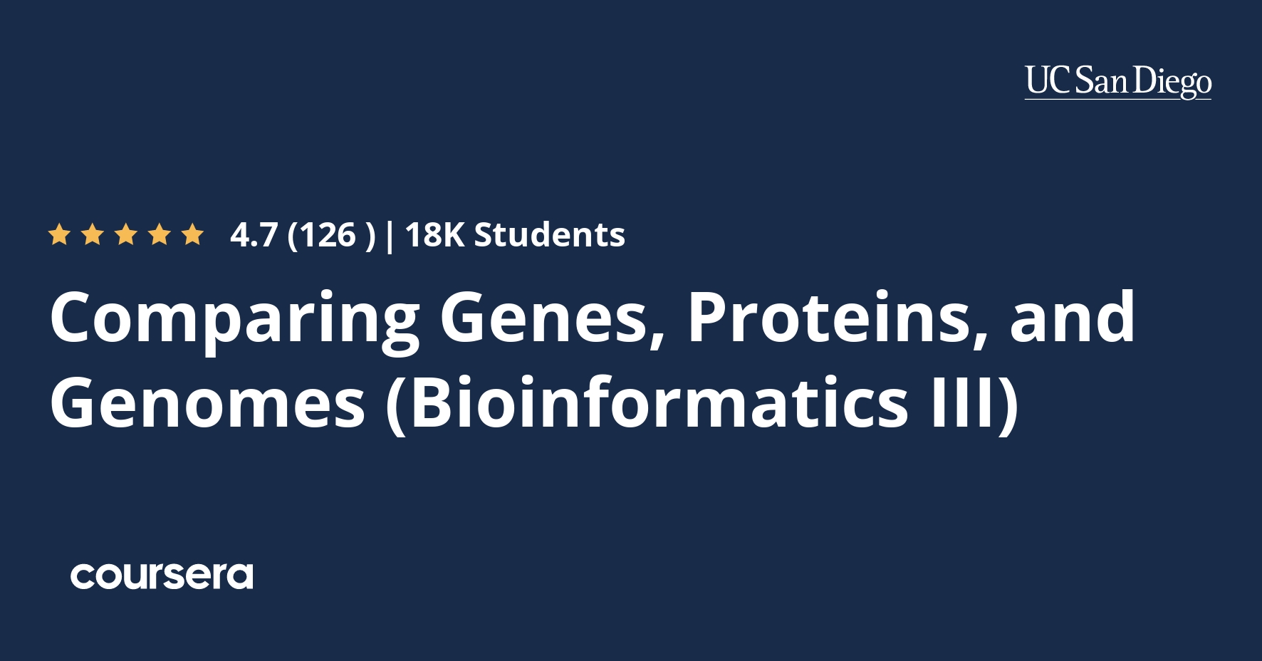 Comparing Genes, Proteins, and Genomes (Bioinformatics III) - Coursya