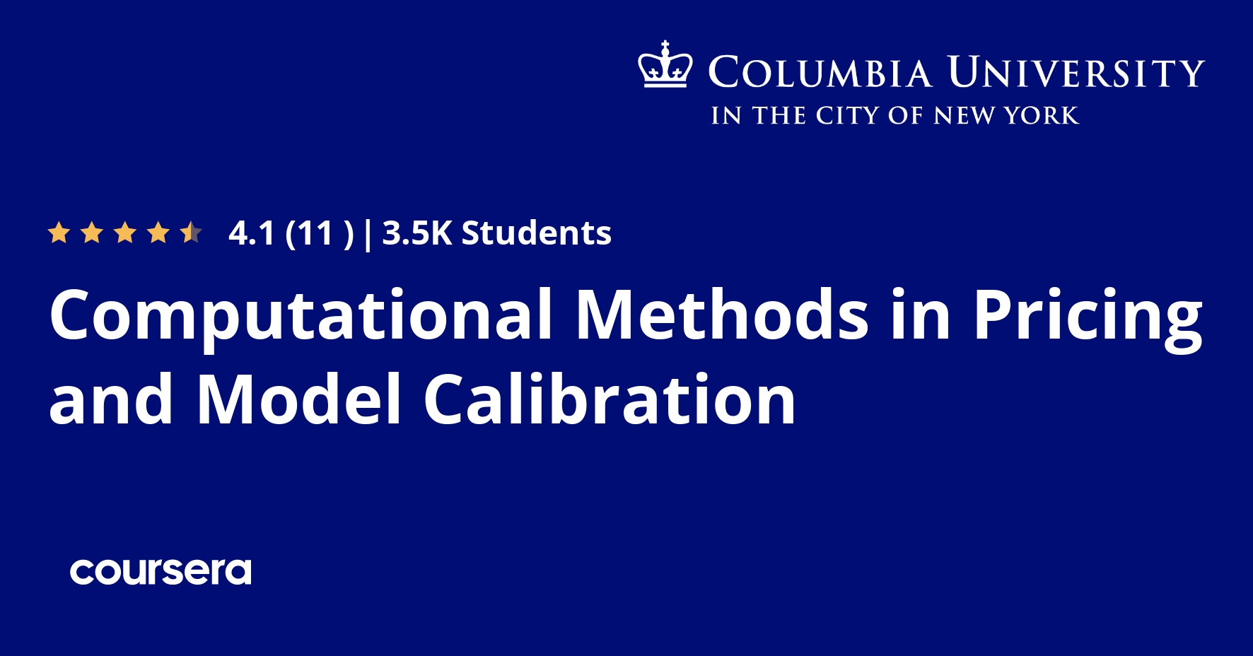 Computational Methods in Pricing and Model Calibration - Coursya