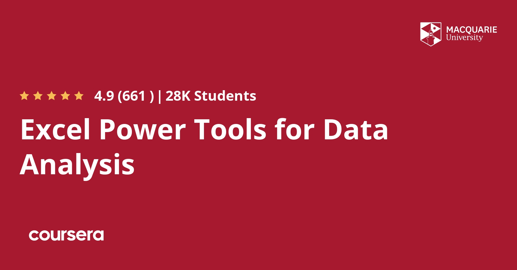 Excel Power Tools For Data Analysis Coursya