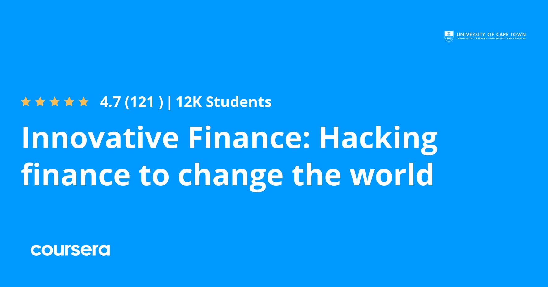 Innovative Finance: Hacking finance to change the world - Coursya