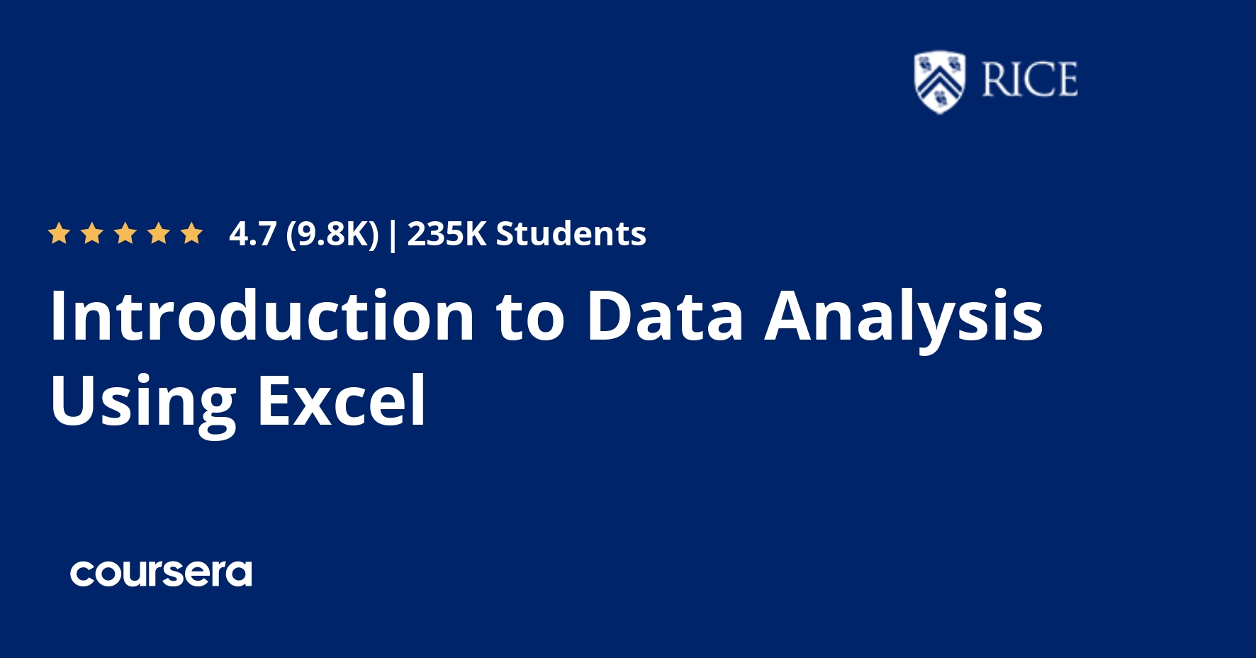 Introduction to Data Analysis Using Excel - Coursya