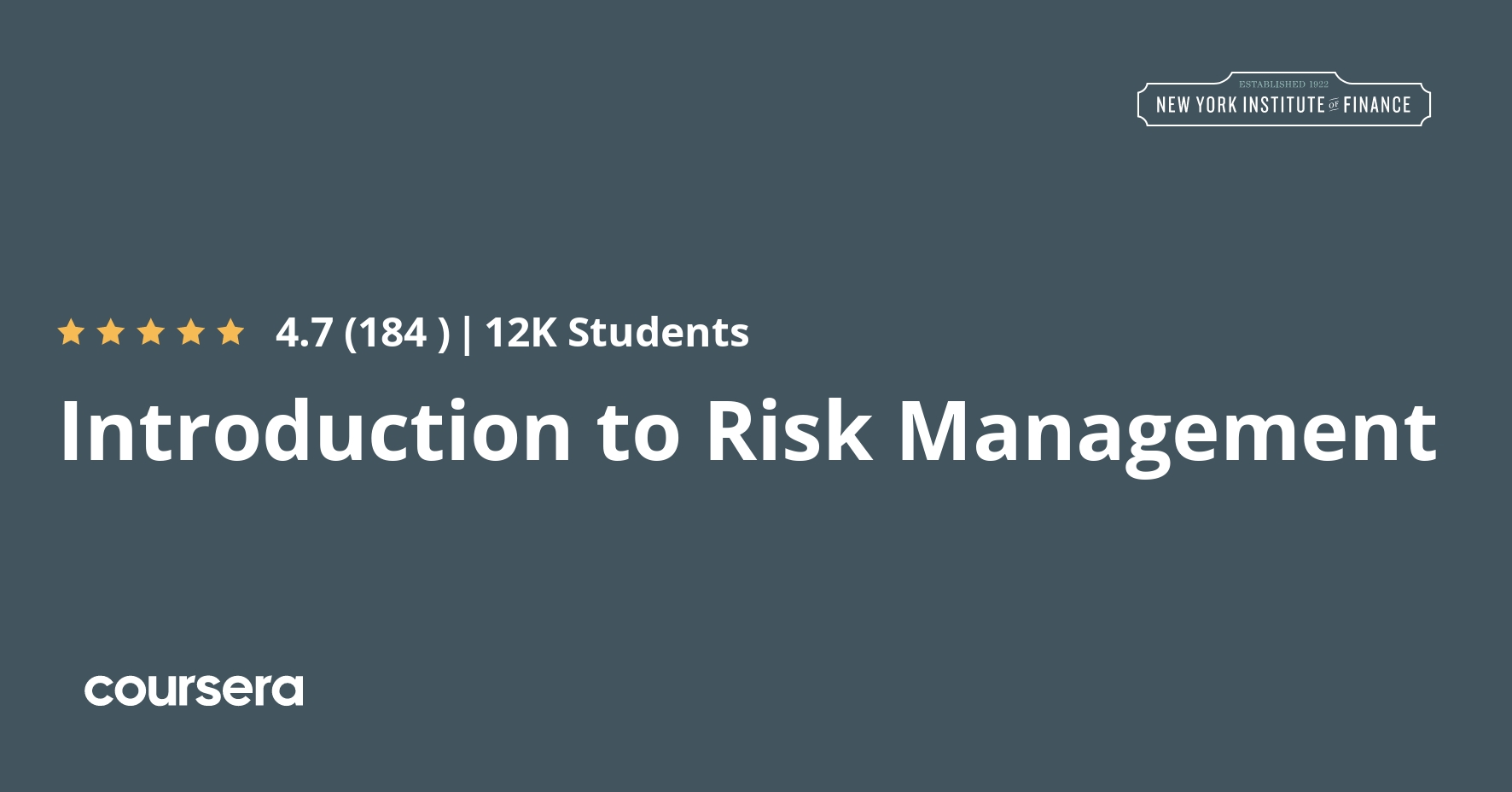 Introduction to Risk Management - Coursya