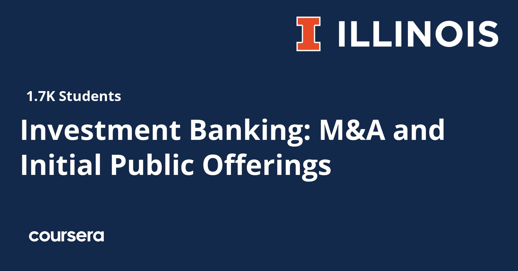 Investment Banking: M&A and Initial Public Offerings - Coursya