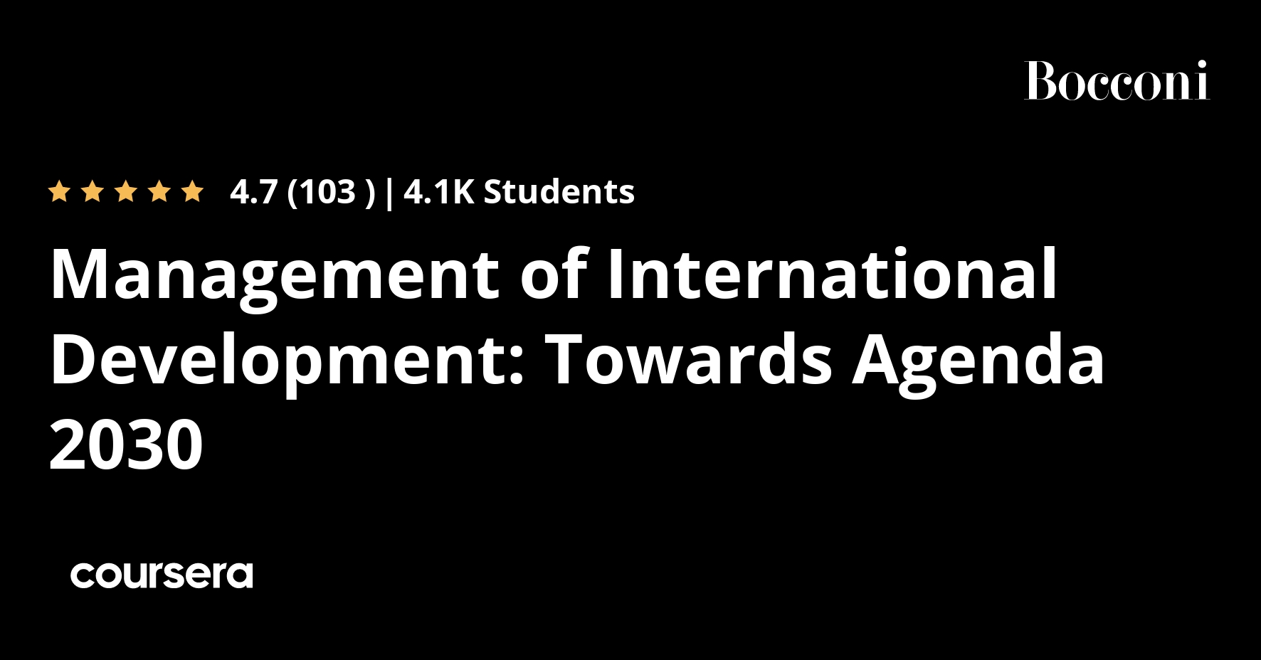 Management of International Development: Towards Agenda 2030 - Coursya