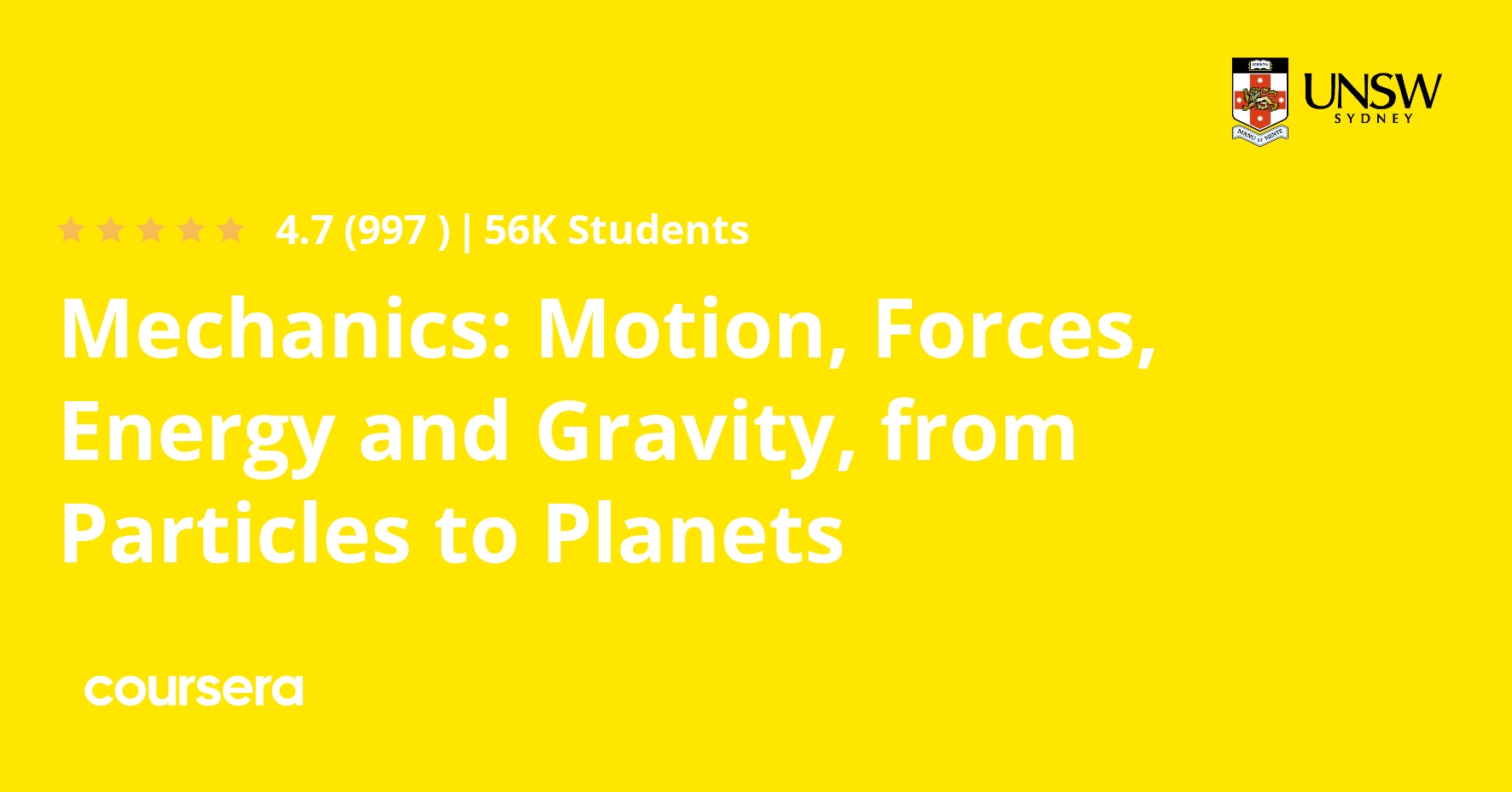 Mechanics: Motion, Forces, Energy and Gravity, from Particles to Planets - Coursya