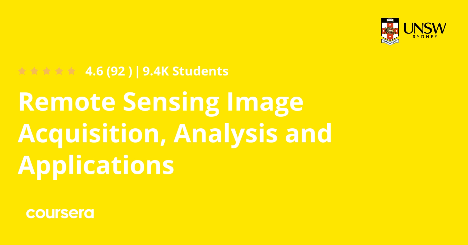 Remote Sensing Image Acquisition, Analysis and Applications - Coursya