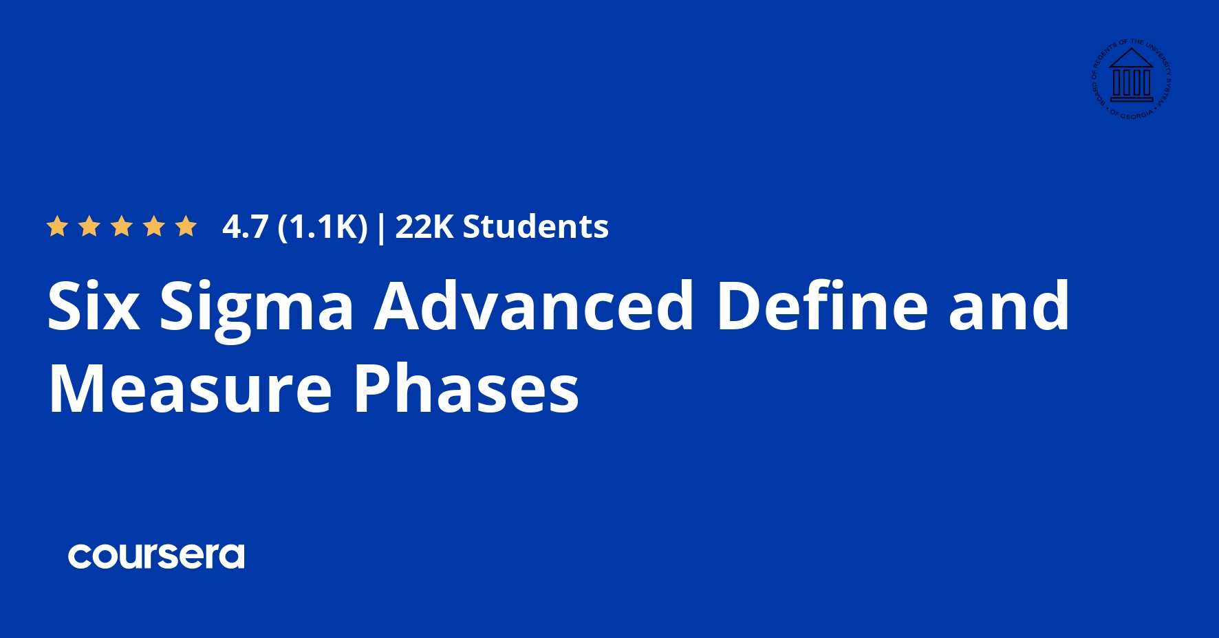 Six Sigma Advanced Define and Measure Phases - Coursya