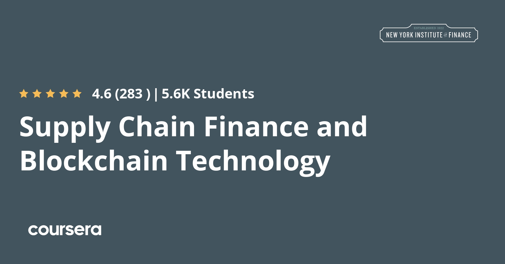 Supply Chain Finance and Blockchain Technology Specialization - Coursya
